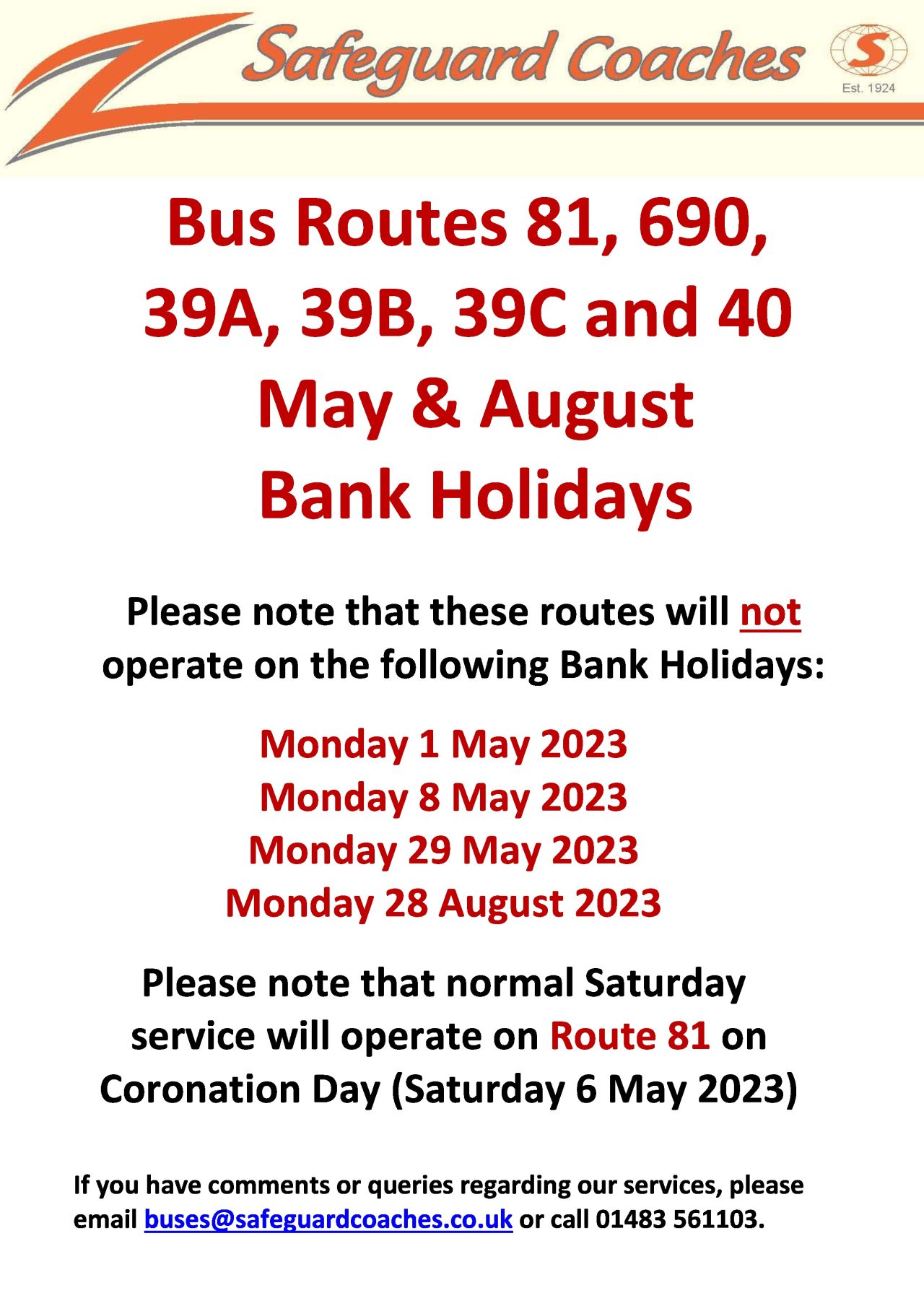 Woking Services May & August Bank Holiday Timetables, 81 (Barnsbury ...