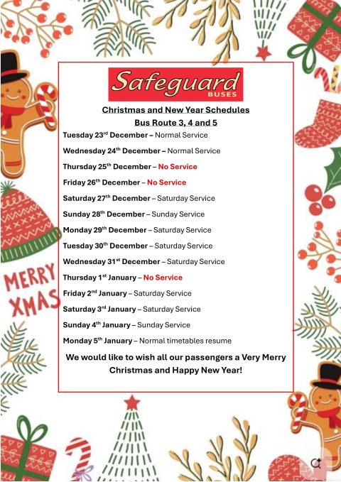 Guildford Bus Services 3, 4 & 5 Christmas 2025 and New Year Schedules ...